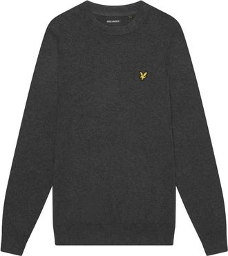 Lyle & Scott mittlerer Strickpullover aus Baumwoll-Merinowolle mit Rundhalsausschnitt in x542 Power Blue-Blau