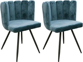 Altobuy Charlotte - Lot de 2 Chaises Velours Bleu