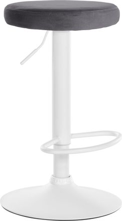 Clp Barhocker Ponte Samt-Bezug I Höhenverstellbarer Stuhl, Farbe:dunkelgrau, Gestell Farbe:weiß