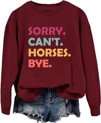 Generic 2026 Printemps Femmes Automne et Hiver Lettre Anglaise Impression Manches &Eacute;paule Sans Chapeau Pull Sweat-shirt Col Rond, Rouge, M