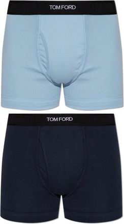 Tom Ford Homme, Sous-v&ecirc;tements, Bleu, Taille: S Boxer briefs logo x2