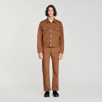 Sandro Blouson denim motif Square Cross