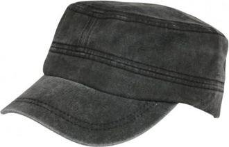 Nyls Création Casquette Armee Noire Coton Delave Vintage Militaire Fybil - Taille Unique - Noir