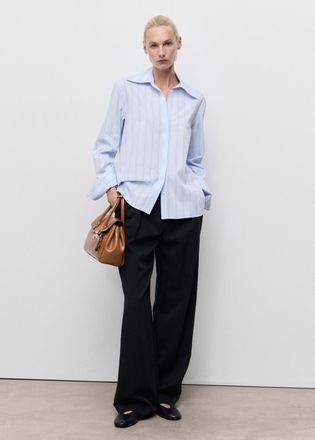 Mango Streifenhemd mit Reverskragen himmelblau - Damen - M - MANGO
