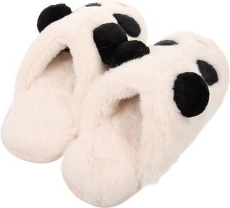 BESPORTBLE TEHAUX Pantoufles Fourr&eacute;es pour Femmes 25 CM Motif Panda Mignon en Peluche Douce Pantoufles DInt&eacute;rieur Chauds et Confortables Chaussures Moelleuses po
