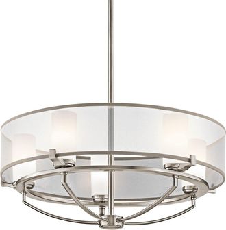 Licht-Erlebnisse Elegante Deckenleuchte HIRA in Zinn Weiß 5-flmg verstellbar Ø61cm Modern Design Lampe Wohnzimmer Esszimmer