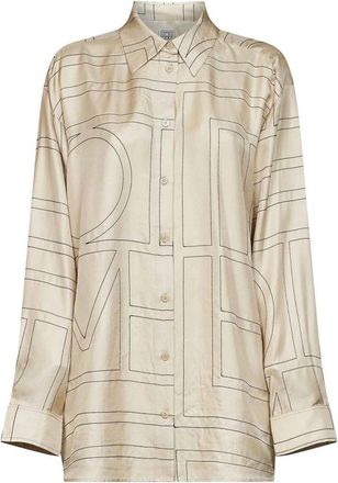 Toteme Femme, Blouses et Chemises, Beige, Taille: 40 FR Chemise D&eacute;contract&eacute;e en Soie Boutonn&eacute;e