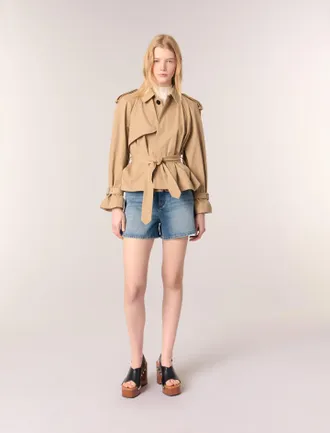 Maje Trench Court Clout&eacute; - Beige - Taille 40 - Maje