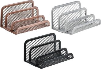 NUOBESTY 3 St&uuml;ck Teiliges Briefhalter Schreibtisch aus Stabilem Metallgeflecht F&auml;cher Brief Dokumentenorganizer Platzsparender Post Aktenhalter f&uuml;r B&uuml;ro und Zu