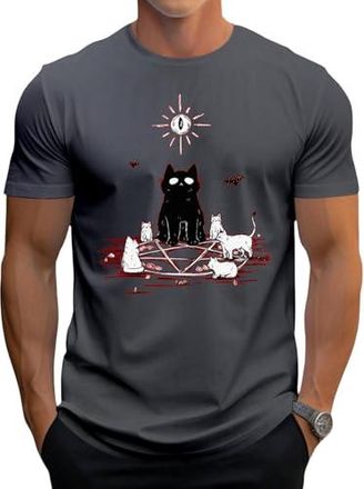 Generic T-shirt &agrave; manches courtes pour homme | T-shirt &agrave; manches courtes pour Halloween avec col rond surdimensionn&eacute; - V&ecirc;tements d&eacute;t&eacute; tendance en coton, gris 