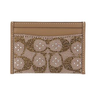 Coach Essential Kartenetui aus Crystal Signature Jacquard - - Accessories - Damen - Beige - ONE SIZE