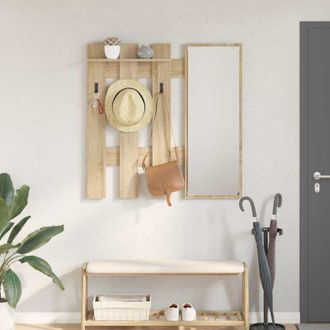 vidaXL Vidaxl - Porte-manteau mural avec miroir Ch&ecirc;ne Sonoma 100 x 10 x 100 cm