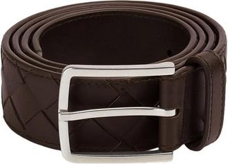 Bottega Veneta G&uuml;rtel - Intreccio Leather Belt - Gr. 105 - in Beige - f&uuml;r Damen