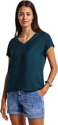 Street One Damen 3227287 Materialmix Shirt, Tide Blue, 42