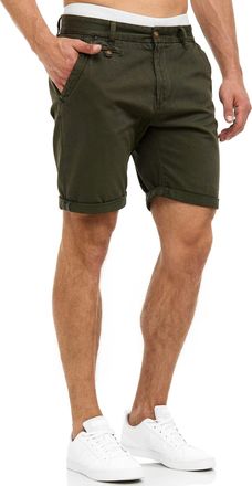 Indicode Herren Cuba Chino Shorts mit 5 Taschen aus Baumwollgemisch | Bermuda Sommershorts für Männer Grün Army, 3XL
