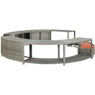 vidaXL Whirlpool-Umrandung Grau Poly Rattan - Vidaxl