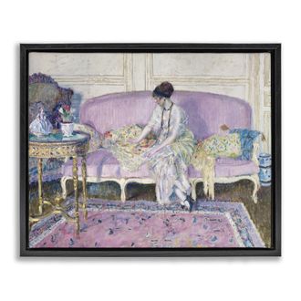 Stupell Industries Wild Apple Portfolio Leinwandbild, Motiv Frau sitzend auf Sofa, gerahmt, 43,2 x 53,3 cm, Grau