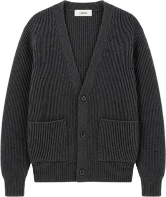 Lardini Homme, Pulls, Gris, Taille: L Cardigan en maille c&ocirc;tel&eacute;e avec poches plaqu&eacute;es