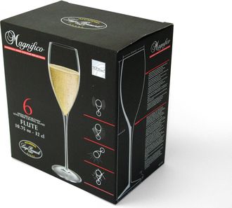 Luigi Bormioli Magnifico Champagnerflöte, 305 ml, 6 Stück, klares Glas, 305 ml