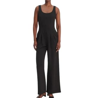 Calvin Klein Femme, Combinaisons et Ensembles, Noir, Taille: 42 FR Combinaison Pantalon Jambe Large Sans Manches