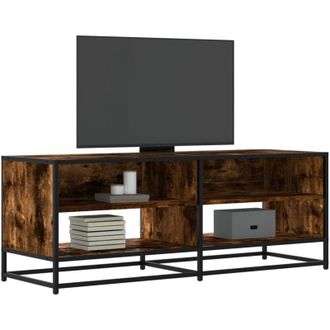 vidaXL Vidaxl - Meuble tv ch&ecirc;ne fum&eacute; 120,5x40x46 cm bois ding&eacute;nierie et m&eacute;tal