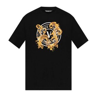 Versace Jeans Couture Bedrucktes Baumwoll-Jersey T-Shirt - - Tops - Herren - Schwarzk - XL