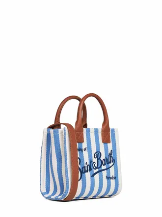 MC2 Saint Barth Womens Mini Vanity Bag Light Blue-White Multicolour Calf Leather Handbags Hand