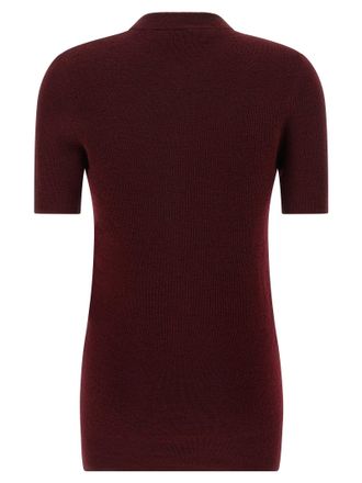 Prada Embellished Virgin Wool Sweater - Burgundy