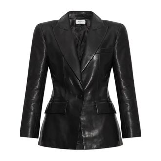 Balmain Lammlederjacke mit strukturierten Schultern - - Jackets - Damen - Schwarzk - XS