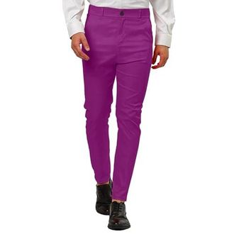Generic Pantalon &eacute;l&eacute;gant pour homme - Coupe ajust&eacute;e - Pantalon daffaires long - Pantalon de loisirs - Taille &eacute;lastique - Pantalon chino uni avec poches lat&eacute;ra