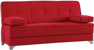 Dmora Schlafsofa 3-Sitzer Carlos 190x87 cm Rot mit Stauraum
