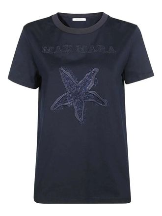 Max Mara t-shirt en coton à ornements - Bleu