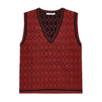 Maliparmi Maliparmi - Gilet Jacquard 3D - Femme - Pulls - Rouge - Taille: 36 FR