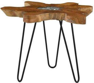 vidaXL Vidaxl - Couchtisch 70 x 45 cm Massivholz Teak und Polyresin