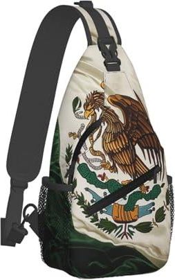 Generic Polyester Sacoche Bandouliere Drapeau r&eacute;tro du Mexique Sac De Poitrine R&eacute;glable Sac Poitrine pour &eacute;cole Cyclisme Randonn&eacute;e