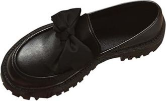 Generic Mocassins pour femme - Chaussures de marche &agrave; bout rond - Style d&eacute;contract&eacute; et confortable - Talon &eacute;pais - Mocassins classiques &agrave; enfiler - Pour le tr