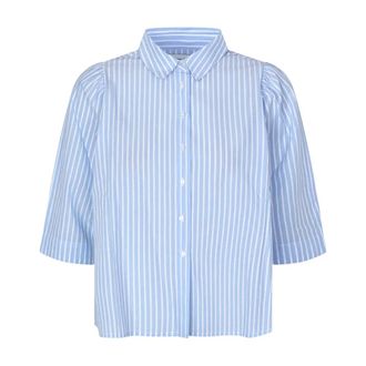 Lollys Laundry Femme, Blouses et Chemises, Bleu, Taille: 46 FR Chemise &agrave; rayures avec manches bouffantes