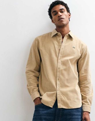 Lacoste Cord-Hemdjacke in Beige-Neutral