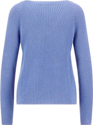 Fynch-Hatton Strickpullover blau,Casual,Baumwolle,Strukturiert,V-Ausschnitt,Lang,Casual Fit