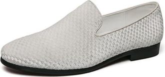 Generic Mocassins Oxford confortables à enfiler pour homme, chaussures habillées pour fête, bal, mariage, blanc, 42 2/3 EU