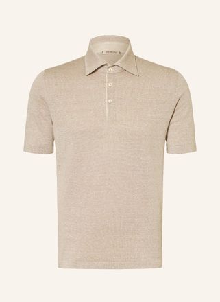 Fioroni Cashmere Fioroni Strick-Poloshirt Mit Leinen beige