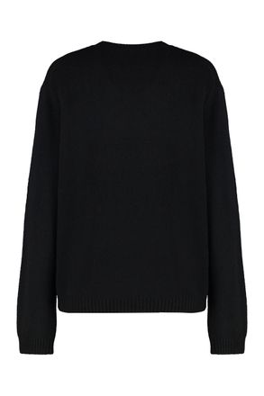 Maison Kitsun&eacute; Womens Crew Neck Merino Wool Sweater Black