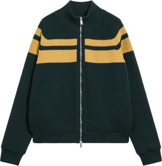 Miu Miu Gestreifter Rei&szlig;verschluss-Strickjacke - - Knitwear - Damen - Gr&uuml;n - S