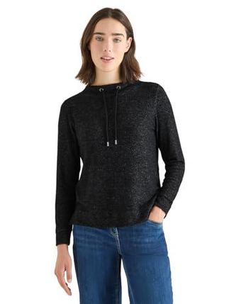 Cecil Cosy Melange T-Shirt &agrave; Manches Longues Noir m&eacute;lang&eacute; L