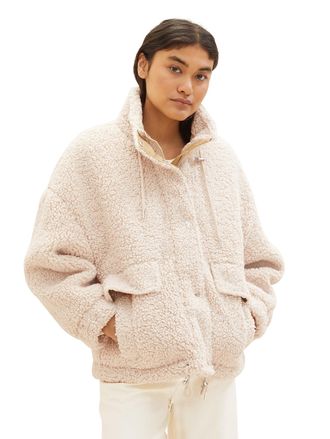 Tom Tailor Damen 1039901 Jacke mit Stehkragen, 34271-beige Teddy, XL
