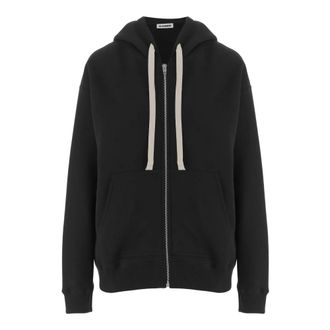 Jil Sander Femme, Sweatshirts et sweats &agrave; capuche, Noir, Taille: 36 FR Sweat &agrave; capuche en coton avec logo
