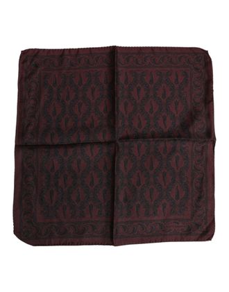 Dolce & Gabbana Maroon Black Printed Square Men Foulard Scarf And