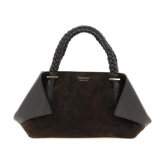 Ferragamo Sac &agrave; main &agrave; poign&eacute;e sup&eacute;rieure en daim et cuir - Femme - Sacs - Brun - Taille: ONE Size
