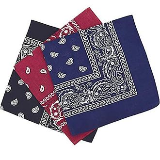 KAV Lot de 3 bandanas de 55 x 55 cm - Unisexe - Imprim&eacute; fantaisie - Pour sports de plein air, randonn&eacute;e, cyclisme, Noir, bleu marine, bordeaux, 57 x 57
