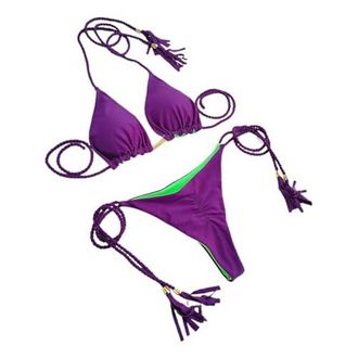 Generic Maillot de Bain Femme Bikini Sexy Maillot de Bain Sexy Femme, Bikini Couleur Bloqu&eacute;e, Noeud au Cou, Bikini D&eacute;collet&eacute; Dos pour Plage